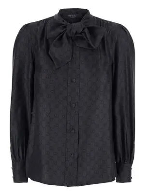 Gucci Printed Long-sleeve Twill Shirt - Black
