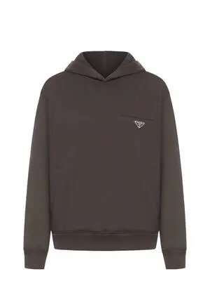 Prada Long-sleeved Hoodie With Triangle Logo - Black