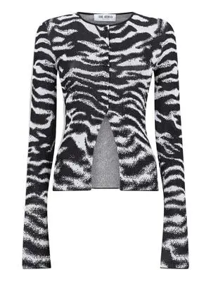 Attico Long-sleeve Zebra Jacquard Cardigan - White/black