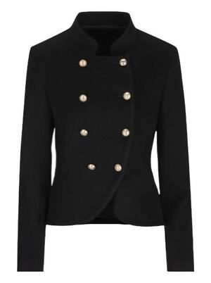 CINI VENEZIA Tailored Long Sleeve Jacket With Button Details - Black