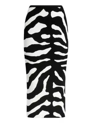 Moschino Zebra Print Wrap-style Stretch Knit Skirt - Black