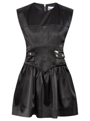 GANNI Sleeveless Fitted Waist Dress With Back Zipper - Black