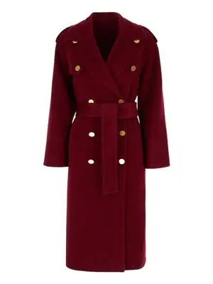 Alberta Ferretti Long Sleeved Belted Coat - Red