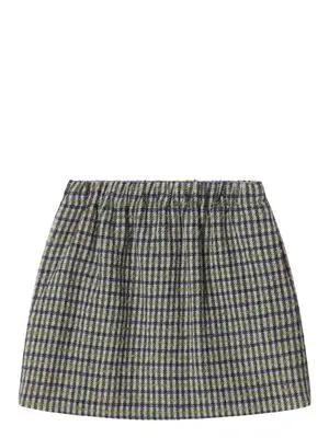 DOUUOD Check-pattern Pleated Skirt - Gray
