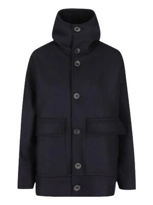 CINI VENEZIA Hooded Button-up Coat - Black