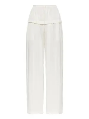 Alaïa Wide Leg Trousers With Elasticated Waistband And Drawstring - Cream