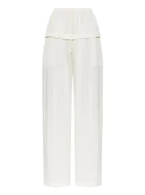Alaïa Wide Leg Trousers With Elasticated Waistband And Drawstring - Cream