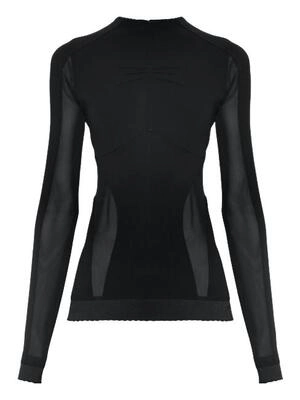 Attico Long-sleeved Sheer Panel Top - Black