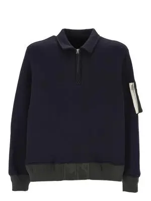 Sacai Long Sleeve Sweatshirt With Zip Closure - Black