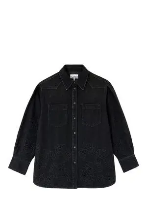 GANNI Denim Broderie Anglaise Shirt - Black Washed