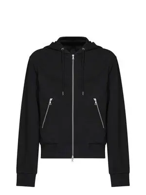 Dries Van Noten Long Sleeve Zip-up Hooded Sweatshirt - Black