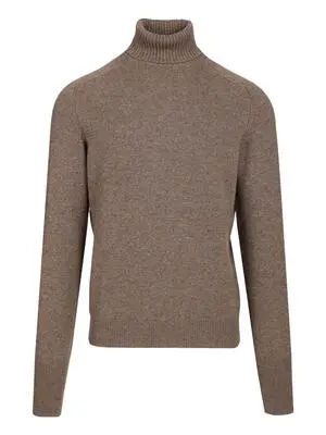 Fedeli Raglan Turtleneck Knitted Sweater - Brown