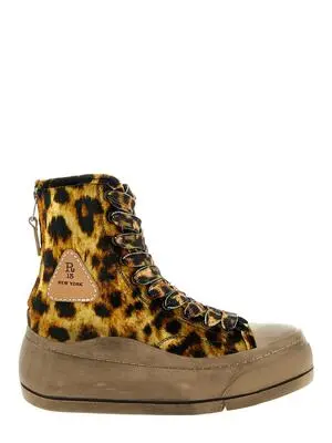 R13 Leopard Print Extended Kurt Sneakers - Yellow