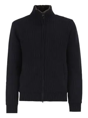 Herno High-neck Knit Cardigan - Black