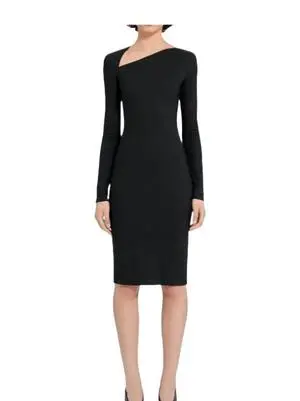 MAISON MARGIELA Asymmetrical Neckline Midi Dress - Black