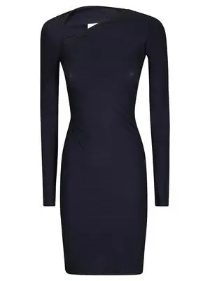 MAISON MARGIELA Asymmetrical Neckline Midi Dress - Black