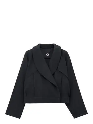 Giorgio Armani Cropped Caban In Stretch Virgin Wool - Grey