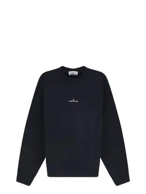 Stone Island Long-sleeve Crewneck Sweatshirt With Ribbed Trim - Black