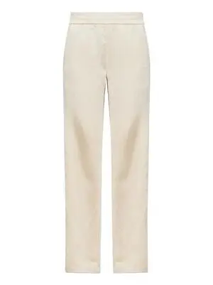 Off-White Elastic Waist Straight-leg Trousers - Nude