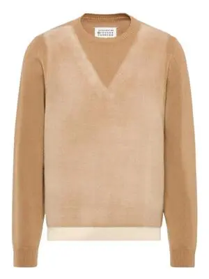 MAISON MARGIELA Fused Knit Wool Crewneck Sweater - Camel