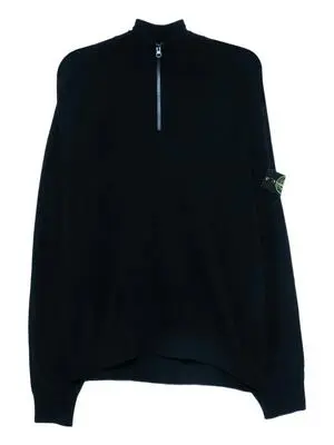 Stone Island Long-sleeve Zip-up Knit Top - Blue