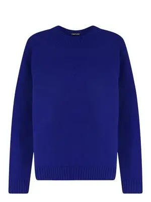 TOM FORD Crewneck Knitted Jumper With Ribbed Trim - Royal Blue