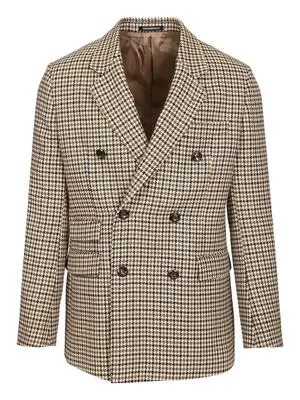 Emporio Armani Double-breasted Blazer Artan Check Motif - Multicolor