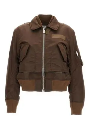 Sacai Double-zip Bomber Jacket - Brown