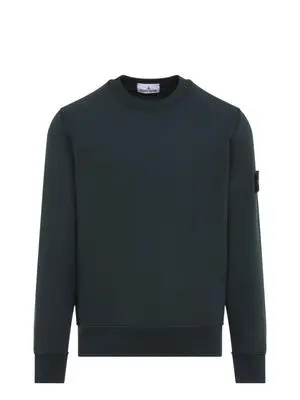 Stone Island Crewneck Sweatshirt With Logo Patch - Green
