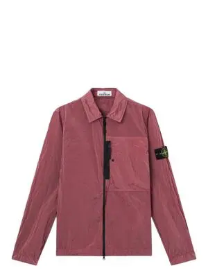 Stone Island Regular-fit Zip-up Overshirt With Chest Pocket - Geranium
