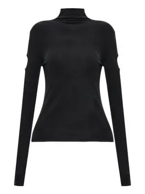 Off-White Long-sleeve High-neck T-shirt With Cutout Detail - Black