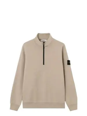 Stone Island Cotton Sweatshirt With Stand Collar - Sand-colored