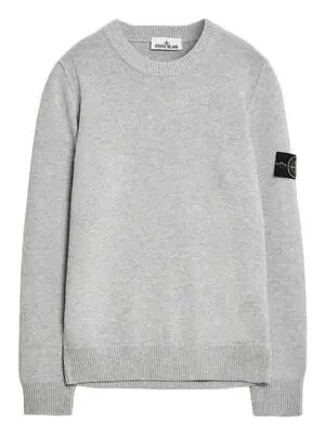 Stone Island Crew Neck Sweater With Reverse-knit Texture - Grey