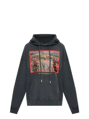 Off-White Hooded Sweatshirt With Graphic Print - Grey