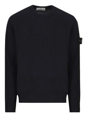 Stone Island Crew Neck Sweater With Ribbed Cuffs And Hem - Blue