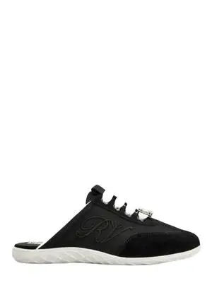 ROGER VIVIER Viv Low Mules In Suede And Fabric - Black