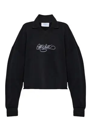 Off-White Long Sleeve Polo Shirt - Black