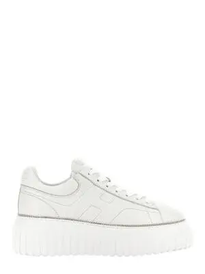 Hogan H-stripes Sneakers With Rhinestone Piping - White