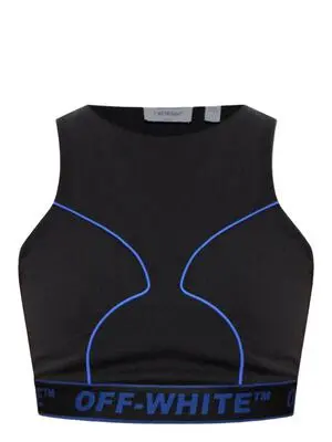 Off-White Cropped Sports Tank Top With Contrasting Logo - Black