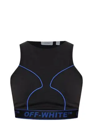 Off-White Cropped Sports Tank Top With Contrasting Logo - Black