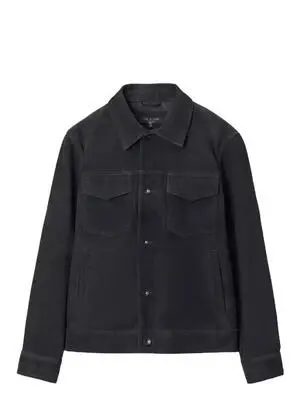 Rag & Bone Suede Trucker Jacket - Navy Blue