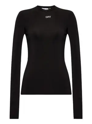 Off-White Long-sleeve T-shirt With Letter Print - Black