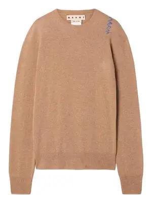 Marni Embroidered Crew Neck Sweater - Brown