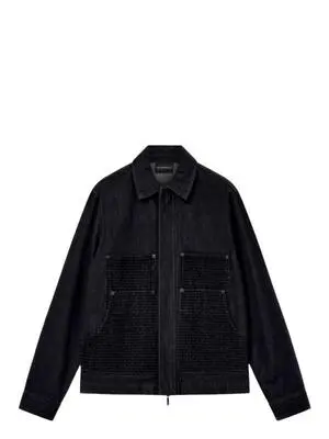 EMPORIO ARMANI Emporio Armani Denim Jacket With Flocked Lettering Signature Capsule