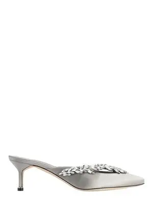 BALENCIAGA X MANOLO BLAHNIK Embellished Stiletto Mules - Grey
