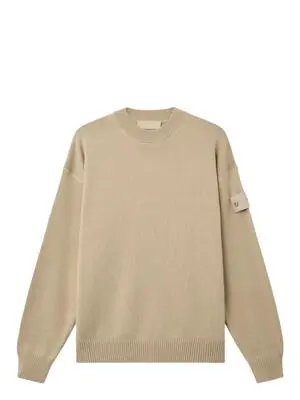 Stone Island Logo-patch Ribbed Trim Sweater - Light Brown