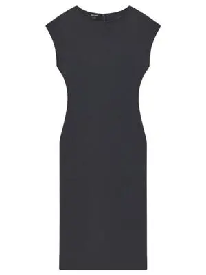Giorgio Armani Short-sleeved Sheath Dress In Double-stretch Virgin Wool - Grey