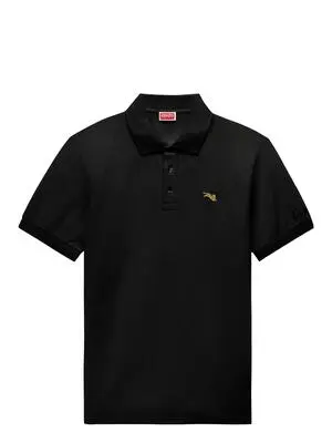Kenzo Jumping Tiger' Embroidered Slim Polo In Cotton - Black