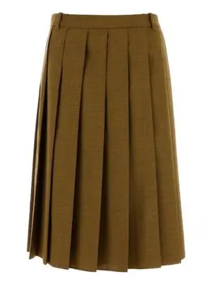 Prada Pleated Midi Skirt - Cinnamon