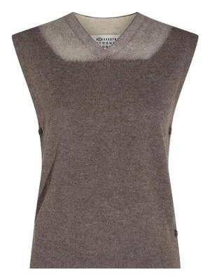 MAISON MARGIELA V-neck Sleeveless Jumper - Brown